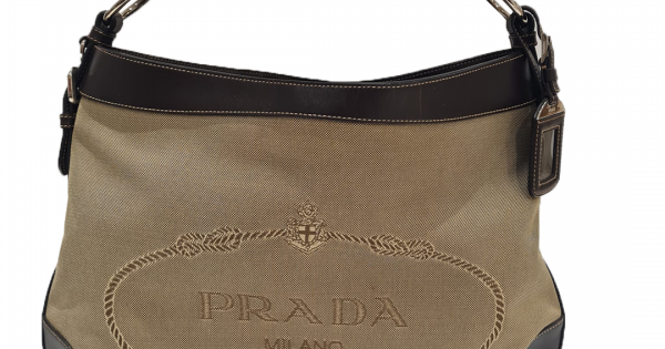 Prada Sacca Logo Jacquard Hobo